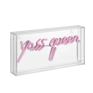 JONATHAN Y Yass Contemporary Glam Acrylic Box Usb Operated Led Neon Light - Pink