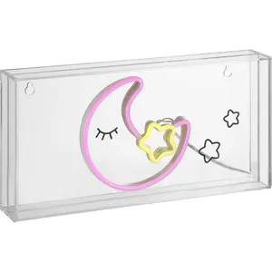JONATHAN Y Moon Contemporary Glam Acrylic Box Usb Operated Led Neon Light - Pink/yellow