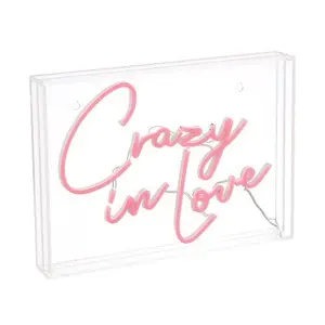 JONATHAN Y 10" Contemporary Glam Acrylic Box Usb Operated Led Neon Light - Red