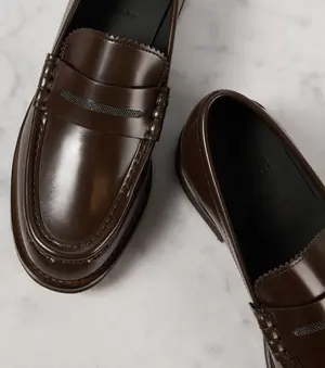 Brunello Cucinelli Monili Leather Loafers