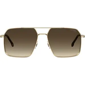 Carrera Eyewear 59mm Polarized Gradient Square Sunglasses - Gold Brown Havana/ Brown Polar