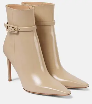 GIANVITO ROSSI 95 Patent Leather Ankle Boots - Brown