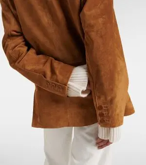 Staud Single-breasted Suede Jacket - Brown