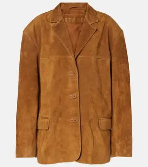 Staud Single-breasted Suede Jacket - Brown