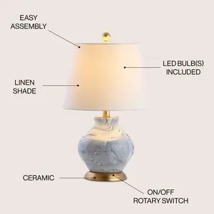 JONATHAN Y Holly Marbleized Ceramic Led Table Lamp
