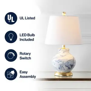 JONATHAN Y Holly Marbleized Ceramic Led Table Lamp