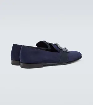 Manolo Blahnik Carlton Embellished Suede Loafers - Blue
