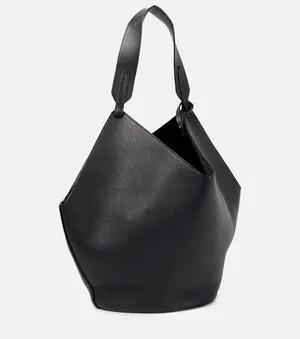 Khaite Lotus Medium Leather Tote Bag - Black