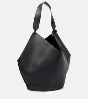 Khaite Lotus Medium Leather Tote Bag - Black