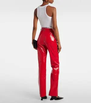 Norma Kamali Faux Leather Bootcut Trousers