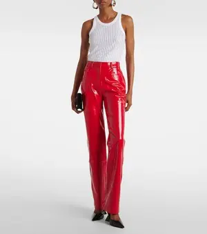 Norma Kamali Faux Leather Bootcut Trousers