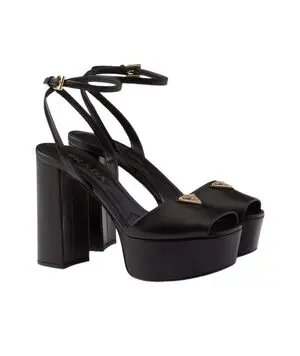 Prada Nappa Leather Platform Sandals - Black
