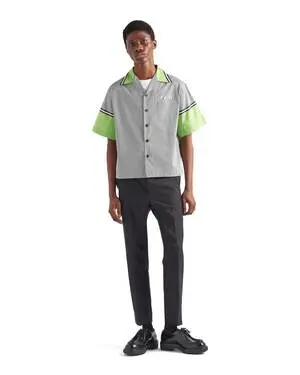 Prada Hort-leeved Cotton Hirt - Gold/silver