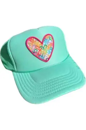 MK Decker Designs Heart Trucker Hat In Mint - Green