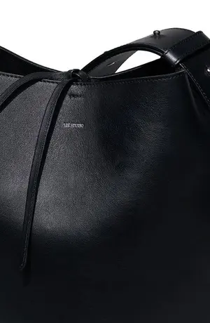 Lié Studio Norma Leather Bucket Tote - Solid Black