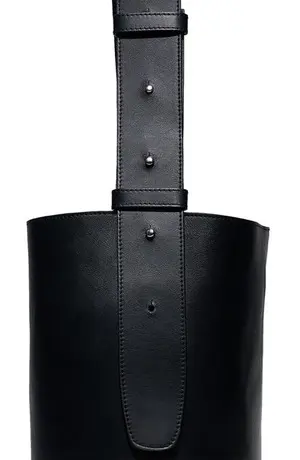 Lié Studio Norma Leather Bucket Tote - Solid Black