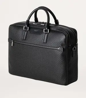 SERAPIAN Coated Canvas And Leather Briefcase - Black