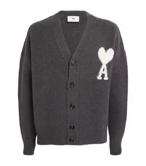 Ami Wool-blend Logo Cardigan