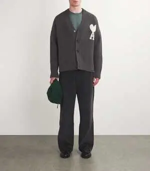 Ami Wool-blend Logo Cardigan