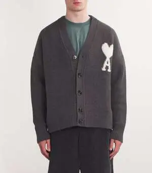 Ami Wool-blend Logo Cardigan