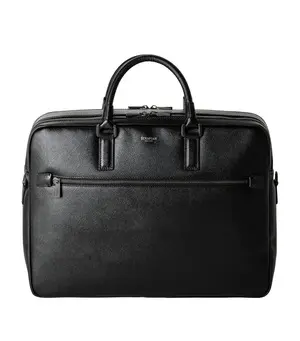 SERAPIAN Leather Double Evolution Briefcase - Black