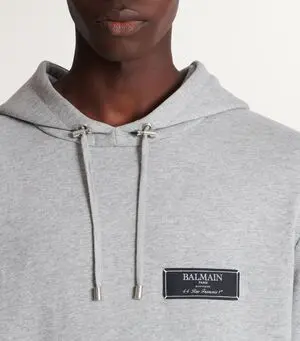 Balmain Cotton Logo Patch Hoodie