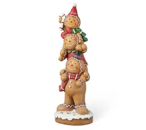 GLITZHOME 29' Christmas Stacked Gingerbread Porch Decor - One-color
