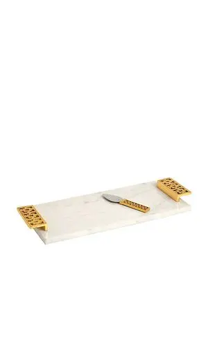 Jonathan Adler Nixon Cheese Board And Knife Set In Ivory