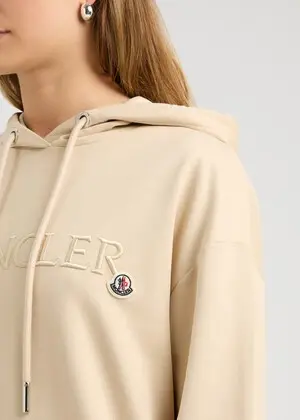 Moncler Logo Cotton Hoodie - Cream
