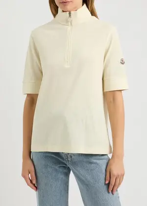 Moncler Half-zip Piqué T-shirt - Ivory