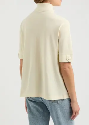 Moncler Half-zip Piqué T-shirt - Ivory