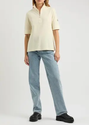Moncler Half-zip Piqué T-shirt - Ivory