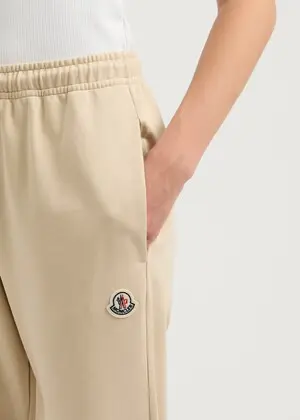 Moncler Logo Cotton Sweatpants - Cream