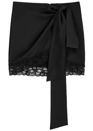 Blumarine Bow Lace-trimmed Satin Mini Skirt