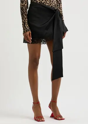 Blumarine Bow Lace-trimmed Satin Mini Skirt