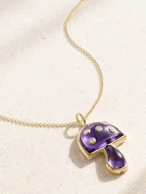 Brent Neale Small Magic Mushroom Amethyst And Diamond Necklace
