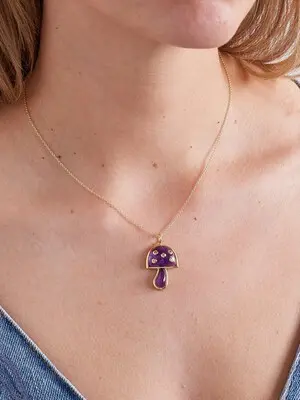 Brent Neale Small Magic Mushroom Amethyst And Diamond Necklace
