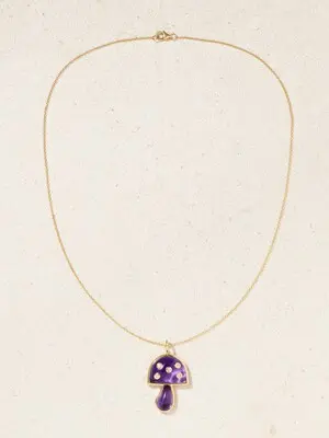 Brent Neale Small Magic Mushroom Amethyst And Diamond Necklace