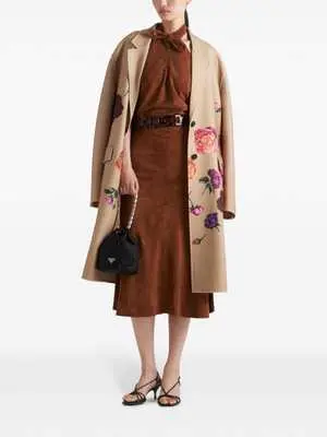 Prada Floral-print Cashmere Coat