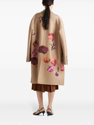 Prada Floral-print Cashmere Coat