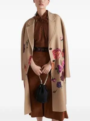 Prada Floral-print Cashmere Coat