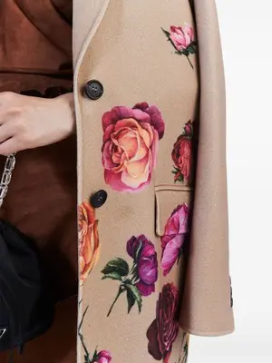 Prada Floral-print Cashmere Coat