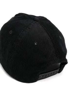 StüSsy Mid-Depth Old English Snapback Corduroy Cap - Black
