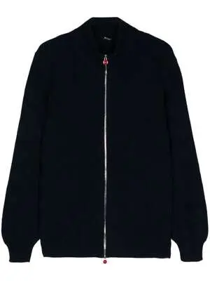 Kiton Chevron-knit Zip-up Cardigan