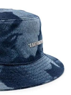 A BATHING APE Logo-plaque Denim Bucket Hat