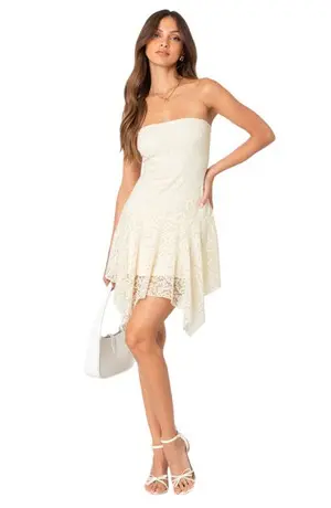 EDIKTED Sandia Strapless Mini Dress - Beige