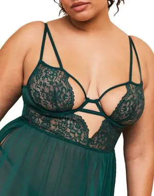 ADORE ME Rae Unlined Babydoll & G-string Set Lingerie - Medium Green