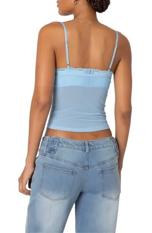 EDIKTED Elina Lace Trim Mesh Camisole