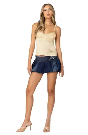 EDIKTED Double Belt Denim Skort