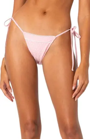EDIKTED Contrast Dot Side Tie Bikini Bottoms